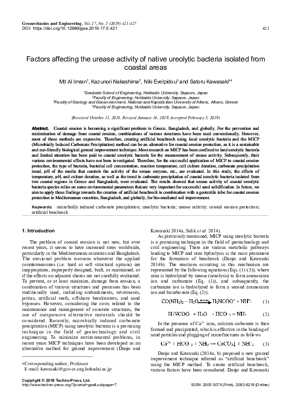 (PDF) Factors affecting the urease activity of native ureolytic ...