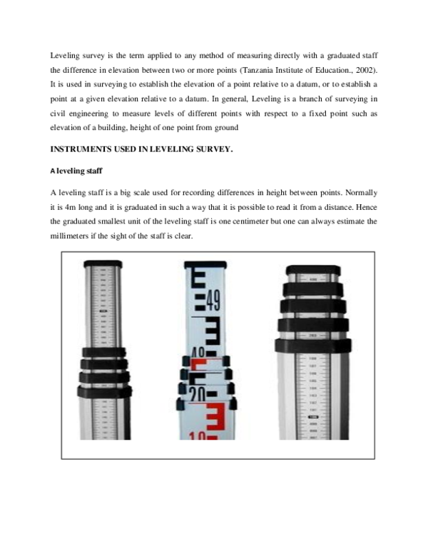 (DOC) LEVELLING SURVEY-IMPORTANCE OF LEVELLING