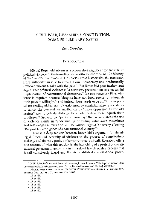 (PDF) Civil War, Ceasefire, Constitution: Some Preliminary Notes