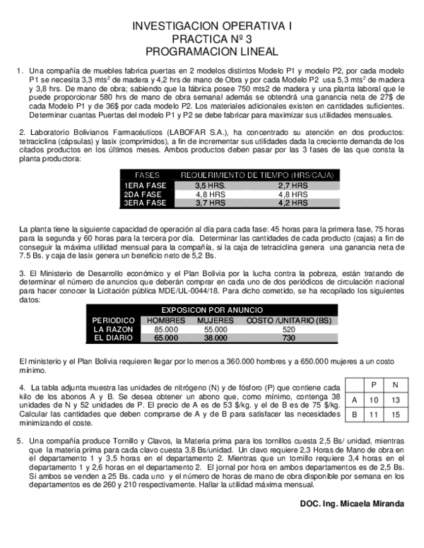 (DOC) Practica de programacion lineal I