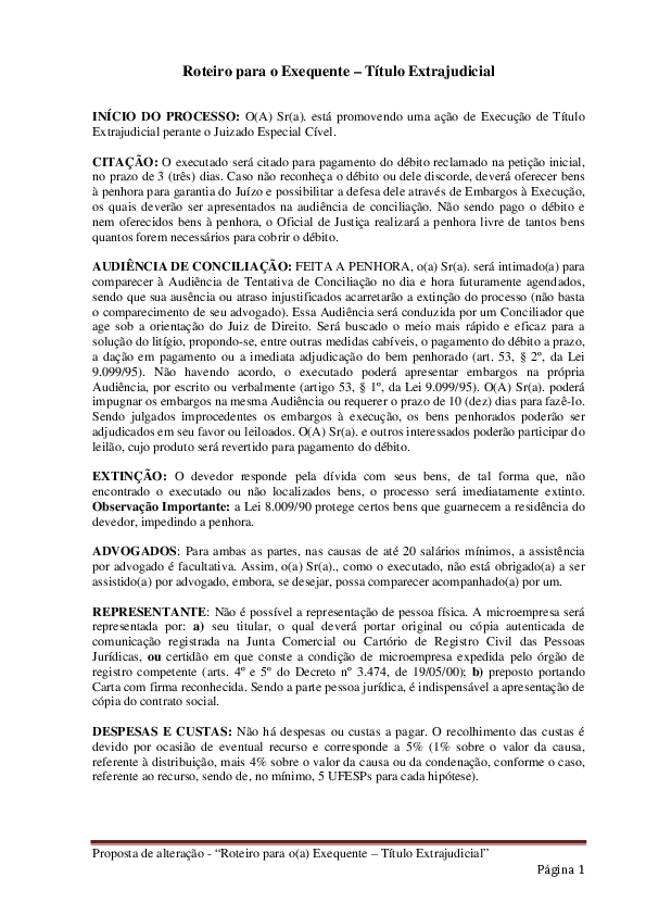 (PDF) Roteiro para o Exequente -Título Extrajudicial