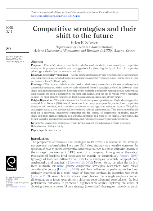 (PDF) Competitive strategies and their shift to the future
