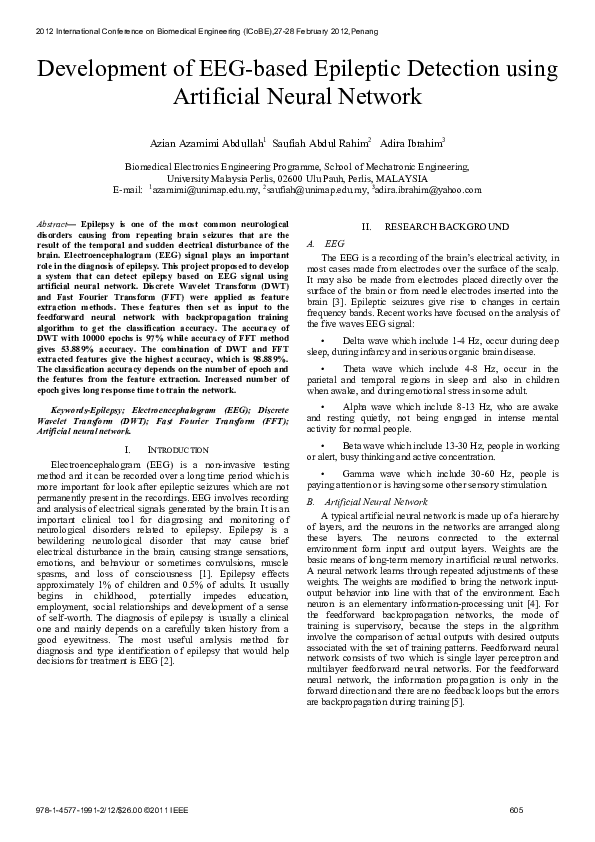 (PDF) Development of EEG-based Epileptic Detection using Artificial Neural Network
