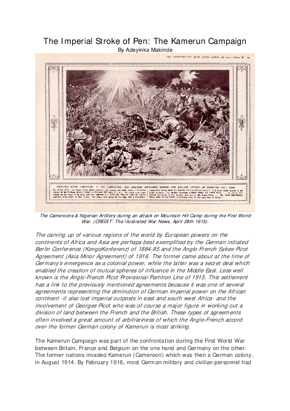 (PDF) The Imperial Stroke of Pen: The Kamerun Campaign | Adeyinka ...