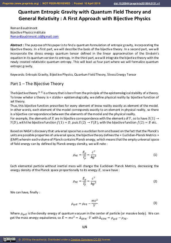 (PDF) Quantum Entropic Gravity with Quantum Field Theory and General Relativity : A First ...