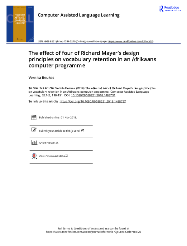 (PDF) The effect of four of Richard Mayer’s design principles on ...