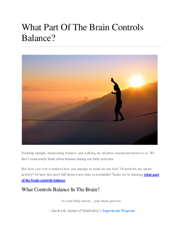 (PDF) What Part Of The Brain Controls Balance