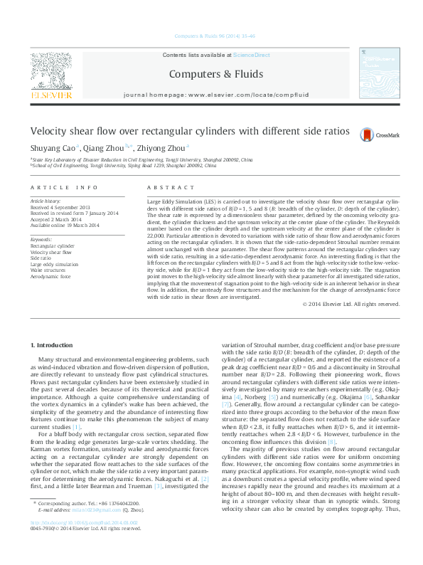 (PDF) Velocity shear flow over rectangular cylinders with different ...
