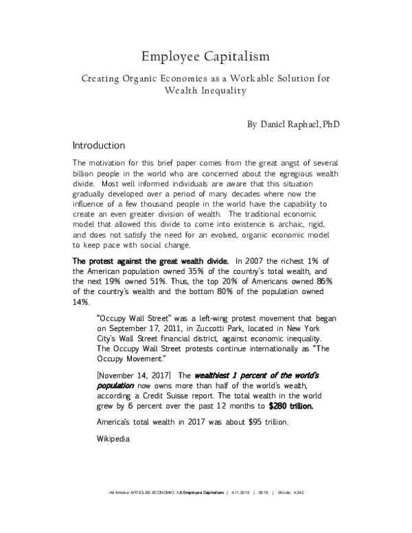 (PDF) Employee Capitalism, Creating Organic Economies as a Workable ...