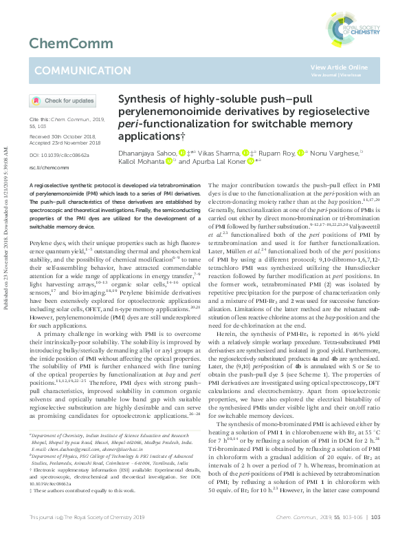 (PDF) Synthesis of highly-soluble push-pull perylenemonoimide ...
