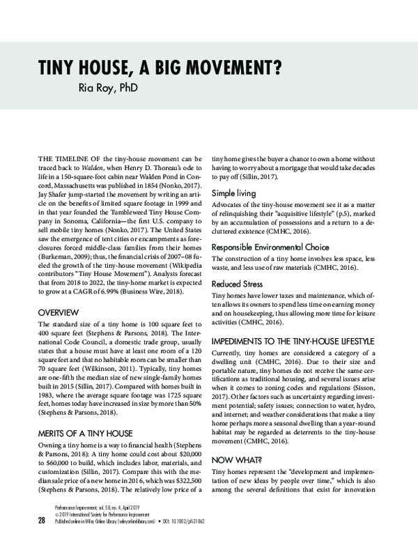 (PDF) Tiny House, A Big Movement?