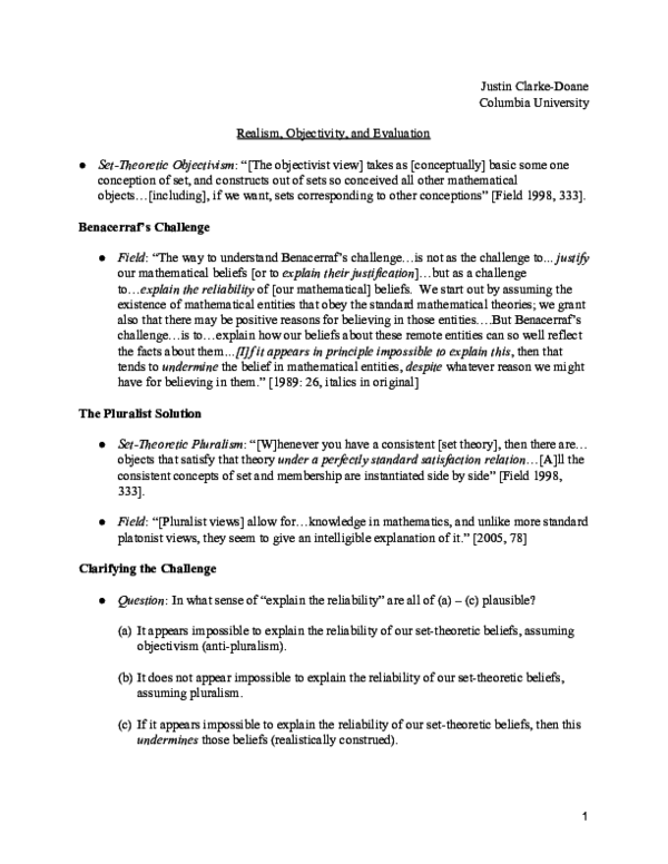 (PDF) Realism, Objectivity, and Evaluation