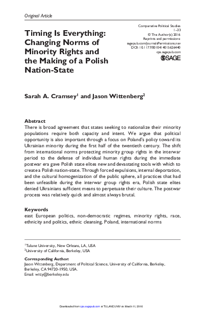 (PDF) "Timing is Everything: Changing Norms of Minority Rights and the ...
