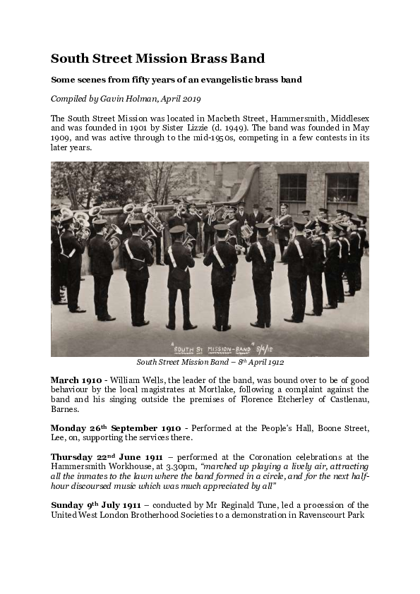(PDF) South Street Mission Brass Band - some scenes from fifty years of ...