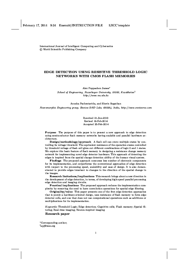 (PDF) Edge detection using resistive threshold logic networks with CMOS flash memories