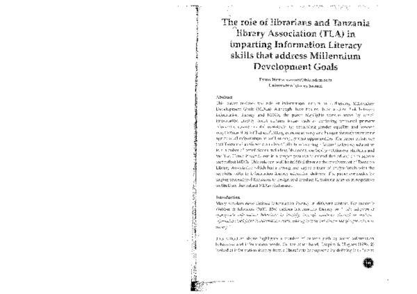 (PDF) The role of librarians and Tanzania library Association (TLA) in ...