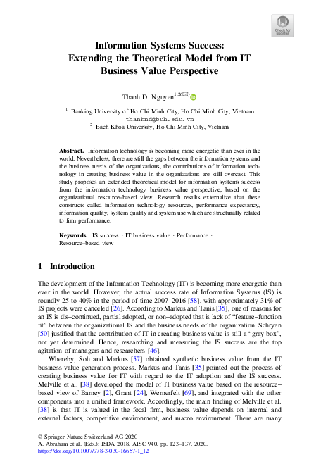 (PDF) Information Systems Success: Extending the Theoretical Model from ...