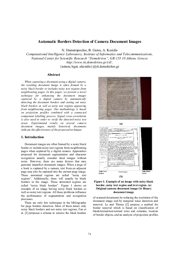 (PDF) Automatic borders detection of camera document images