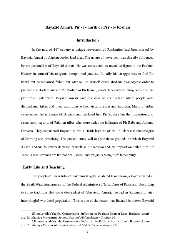 (DOC) Pir - i - Tarik or Pi r - i- Roshan