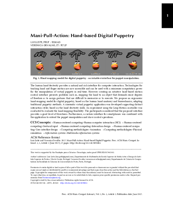 (PDF) Mani-Pull-Action: Hand-based Digital Puppetry