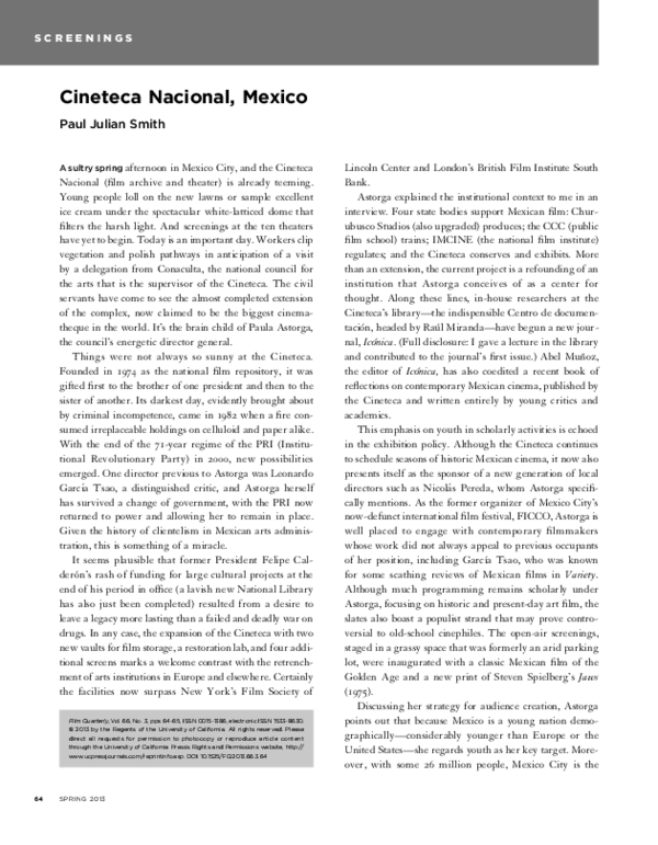 (PDF) Cineteca Nacional, Mexico