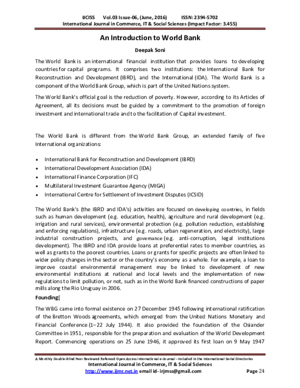(PDF) An Introduction to World Bank