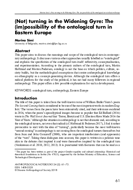 (PDF) Exploring the Ontological Turn in Eastern European Anthropology