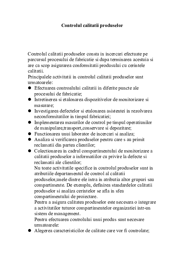 (DOC) Controlul calitatii produselor