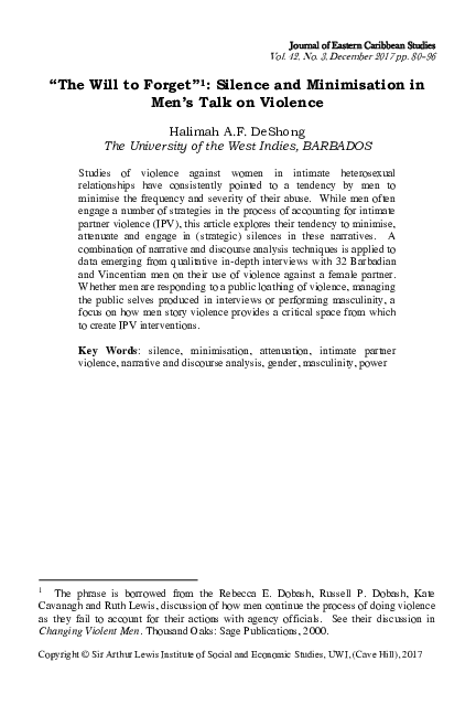 (PDF) “The Will to Forget” : Silence and Minimisation in Men’s Talk on ...