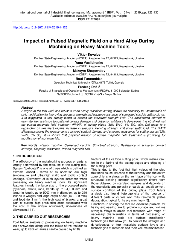 (PDF) Impact of a Pulsed Magnetic Field on a Hard Alloy During ...