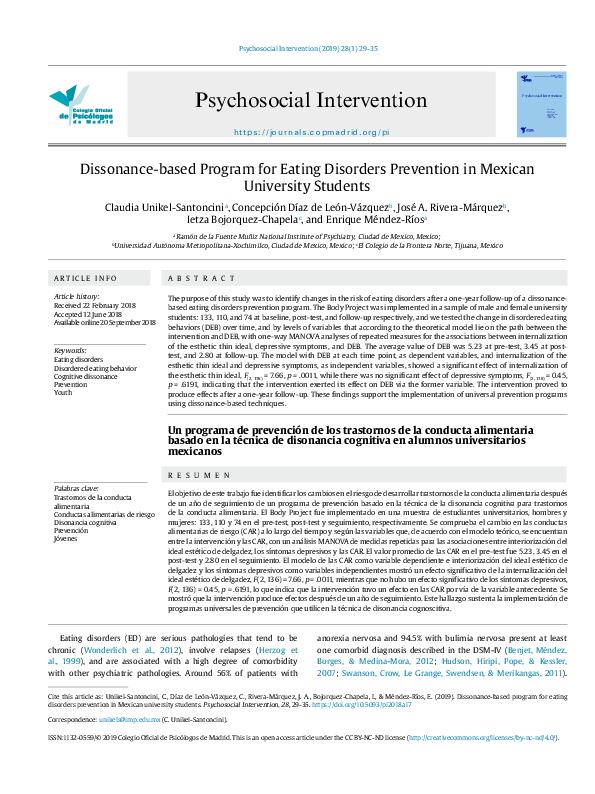 (PDF) Dissonance-based Program for Eating Disorders Prevention in ...