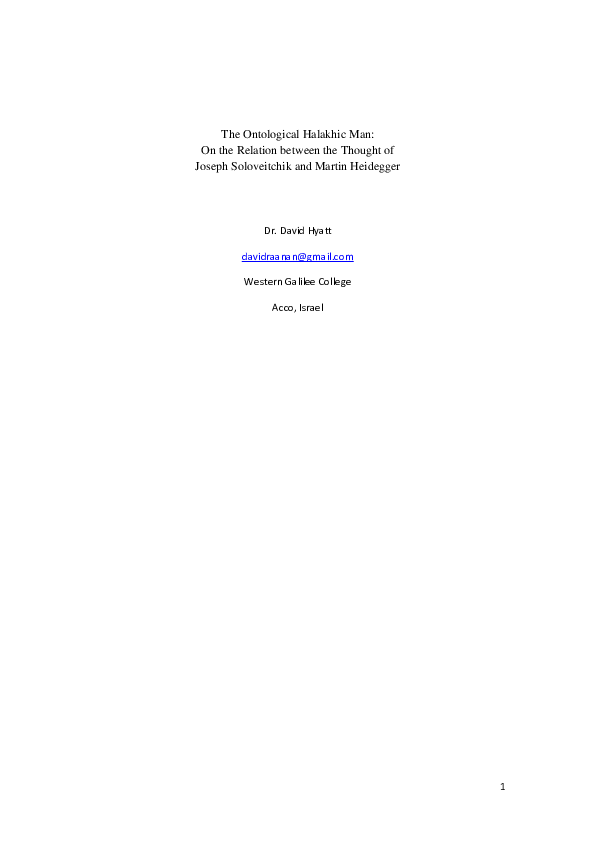 (DOC) The Ontological Halakhic Man