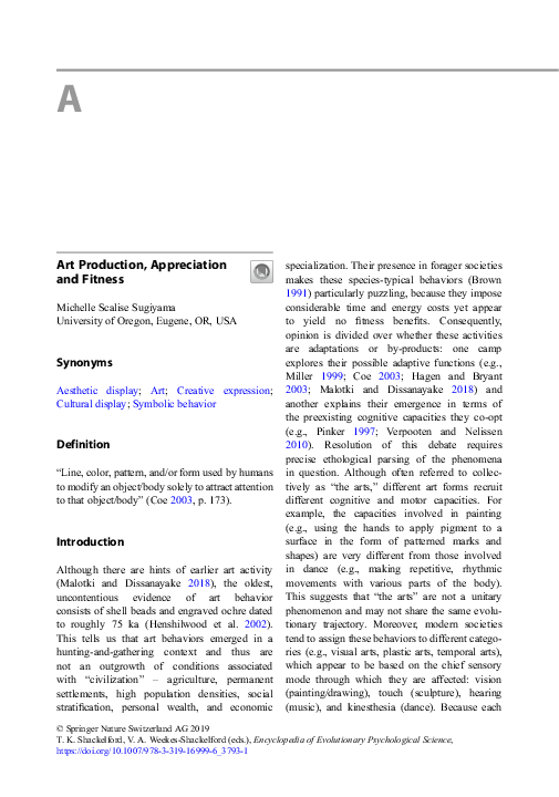 (PDF) Art Production, Appreciation, and Fitness