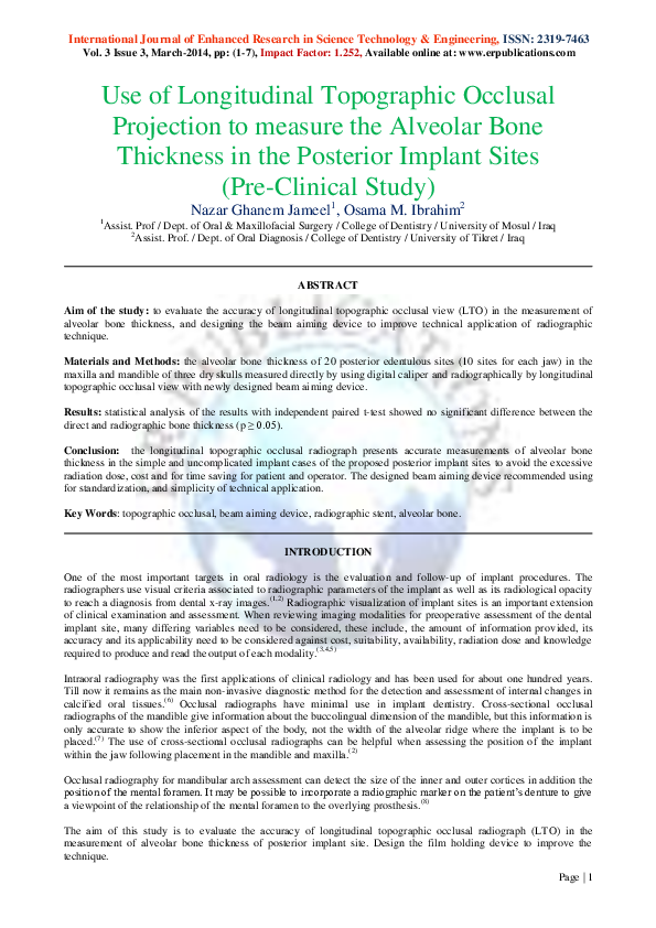 (PDF) Use of Longitudinal Topographic Occlusal Projection to measure ...