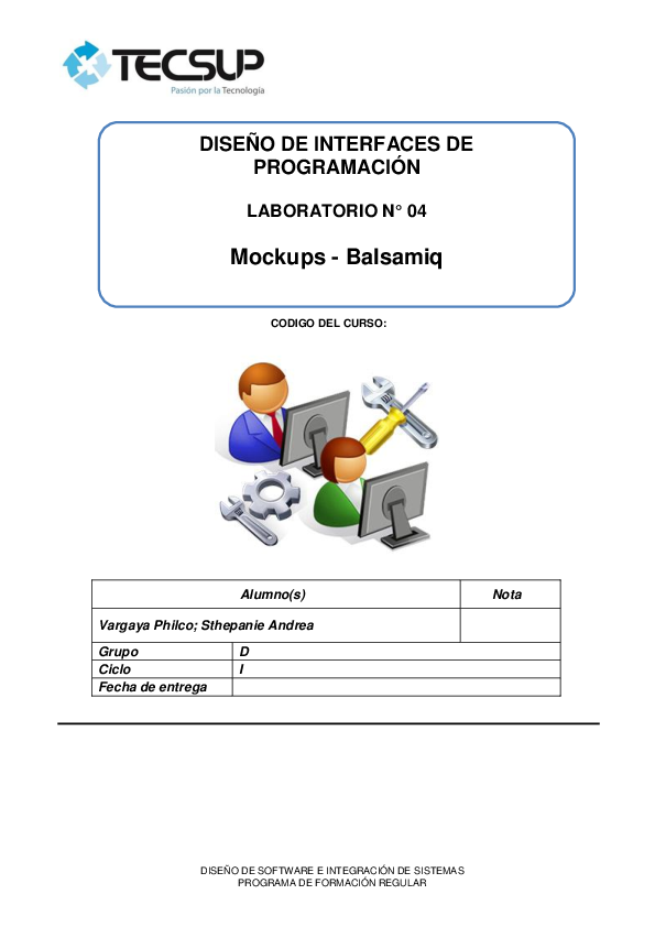 (PDF) DISEÑO DE INTERFACES DE PROGRAMACIÓN Mockups -Balsamiq
