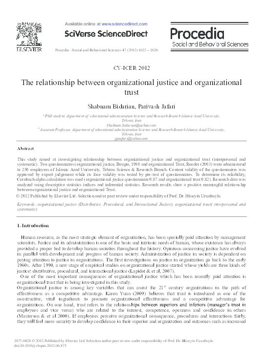 (PDF) The relationship between organizational justice and organizational trust