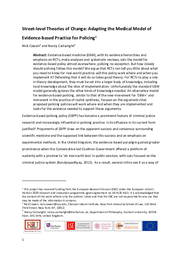 (PDF) Street-level Theories of Change: Adapting the Medical Model of ...