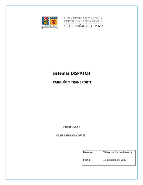 (DOC) Sistema Dispatch de flotas