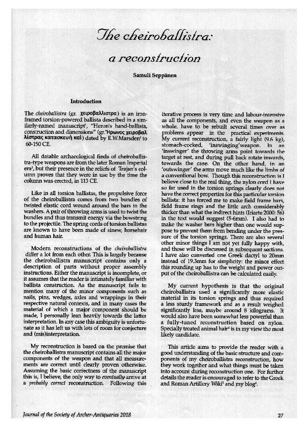 (PDF) The Cheiroballistra: a reconstruction