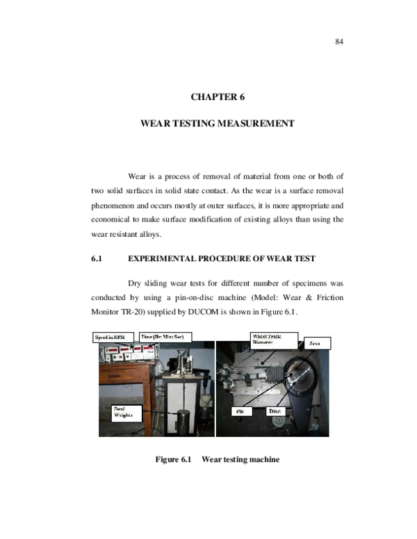 (PDF) CHAPTER 6 WEAR TESTING MEASUREMENT