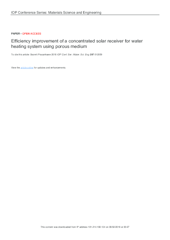 (PDF) Efficiency improvement of a concentrated solar receiver for water ...
