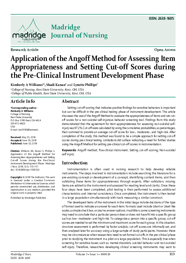 (PDF) Application of the Angoff Method for Assessing Item ...