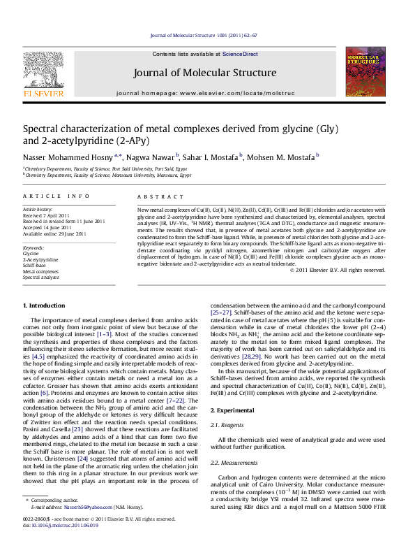 (PDF) Spectral characterization of metal complexes derived from glycine ...