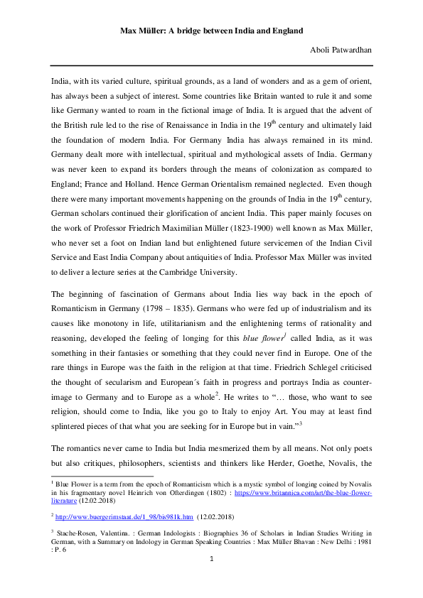 (PDF) Max Müller: A bridge between India and England