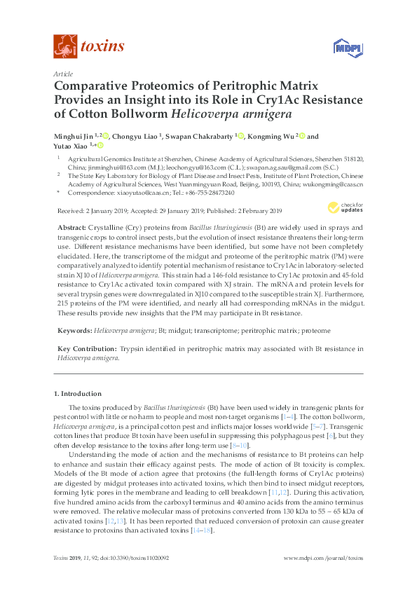 (PDF) Comparative Proteomics of Peritrophic Matrix Provides an Insight ...