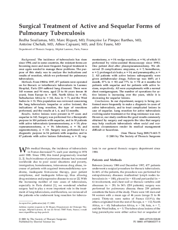 (PDF) Surgical treatment of active and sequelar forms of pulmonary ...