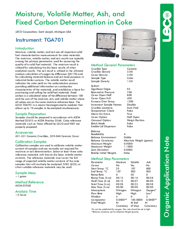 (PDF) Moisture, Volatile Matter, Ash, and Fixed Carbon Determination in ...