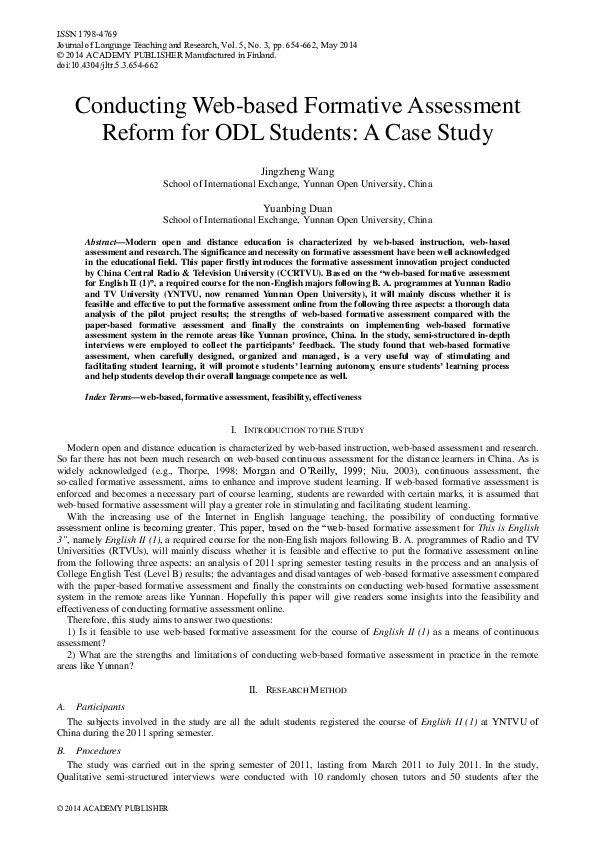 (PDF) Conducting Web-based Formative Assessment Reform for ODL Students ...