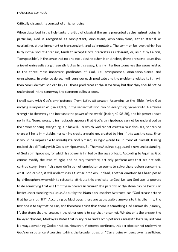(DOC) Higher Being