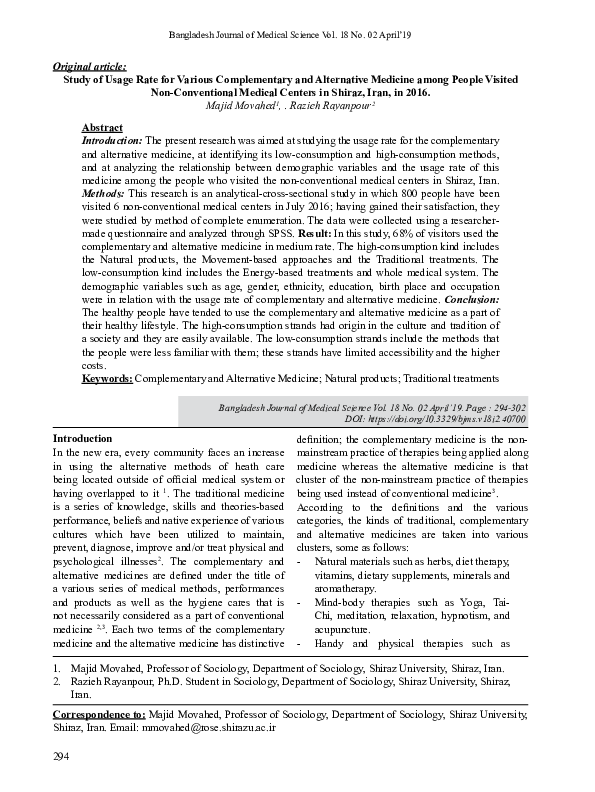 (PDF) Knowledge, Use and Recommendation of Iraqi Pharmacist Toward Complementary and Alternative ...